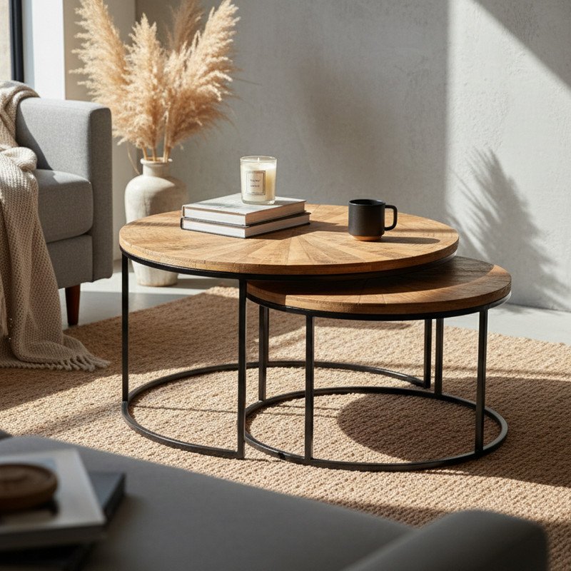 Tables basses rondes gigognes | Manguier Solaris - 30473